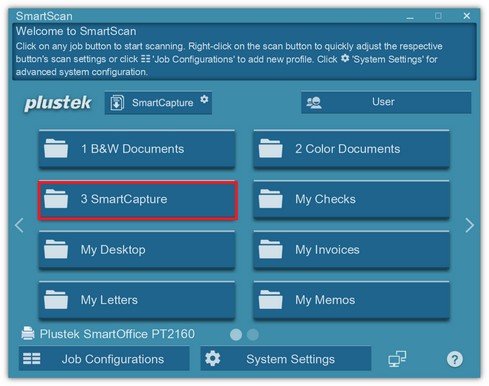 Using SmartCapture by Scanning Document