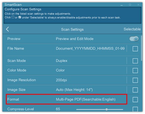 Using SmartCapture by Scanning Document